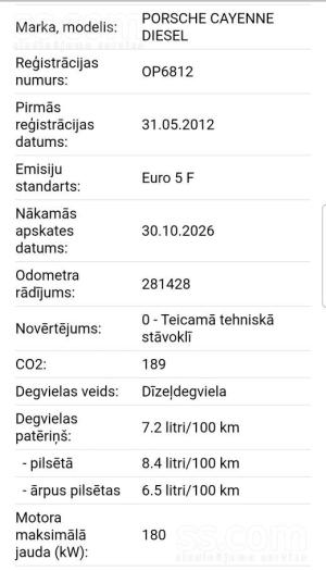 Balts Porsche Cayenne 2012 Rīga, ar dzinēja tilpumu 3.00 L un nobraukumu 0 tūkst. km par 14700 €, foto 22 vietnē AUTOMOTO.COM.LV