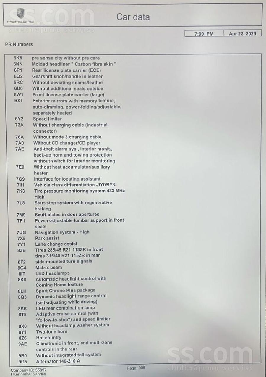 Balts Porsche Cayenne 2023 Rīga, ar dzinēja tilpumu 4.00 L un nobraukumu 40 tūkst. km par 92320 €, foto 17 vietnē AUTOMOTO.COM.LV