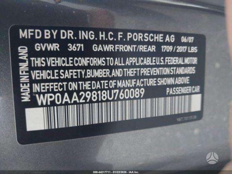 Grey Porsche Cayman 2008 in Klaipeda, with an engine capacity of 2.69 L and mileage of 294 thousand km for 12000 €, photo 9 on AUTOMOTO.COM.LV