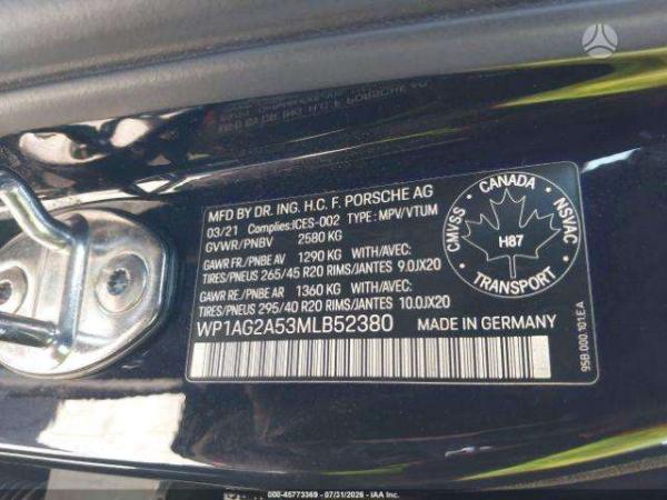 Black Porsche Macan 2021 in Klaipeda, with an engine capacity of 0.00 L and mileage of 35 thousand km for 19200 €, photo 9 on AUTOMOTO.COM.LV