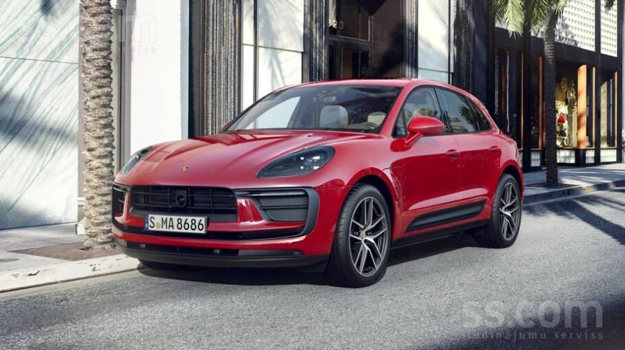Red Porsche Macan 2023 in Riga, with an engine capacity of 3.00 L and mileage of 17 thousand km for 65000 €, photo 1 on AUTOMOTO.COM.LV