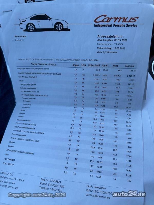 Черный Порше Панамера 2014 в Тарту, объемом двигателя 3.00 л и пробегом 201 тыс. км за 22900 €, фото 11 на AUTOMOTO.COM.LV