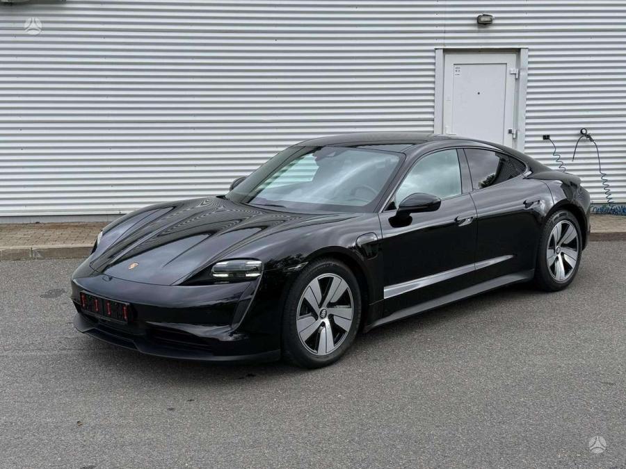 Black Porsche Taycan 2023 in Vilnius, with an engine capacity of 0.00 L and mileage of 57 thousand km for 62900 €, photo 1 on AUTOMOTO.COM.LV