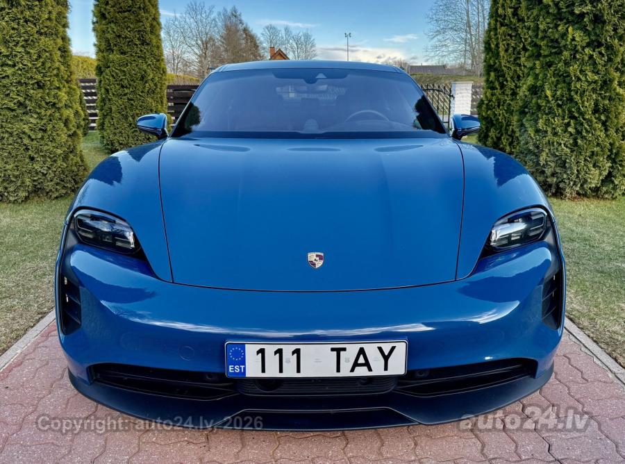 Zils Porsche Taycan 2022 Tallina, ar dzinēja tilpumu 0.00 L un nobraukumu 26 tūkst. km par 89000 €, foto 1 vietnē AUTOMOTO.COM.LV