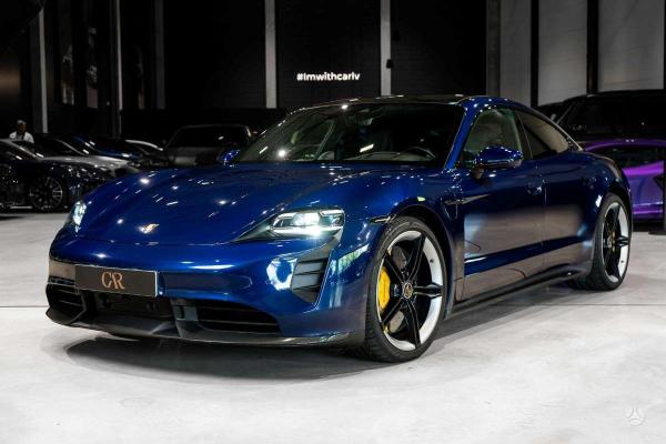Blue Porsche Taycan 2021 in Riga, with an engine capacity of 0.00 L and mileage of 90 thousand km for 79900 €, photo 1 on AUTOMOTO.COM.LV