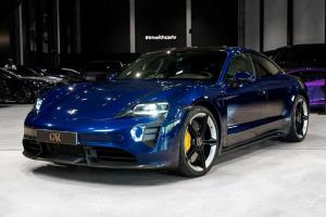 Blue Porsche Taycan 2021 in Riga, with an engine capacity of 0.00 L and mileage of 90 thousand km for 79900 €, photo  on AUTOMOTO.COM.LV