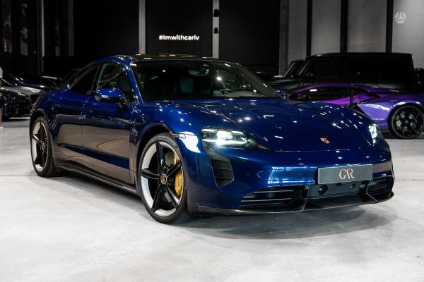 Blue Porsche Taycan 2021 in Riga, with an engine capacity of 0.00 L and mileage of 90 thousand km for 79900 €, photo 4 on AUTOMOTO.COM.LV