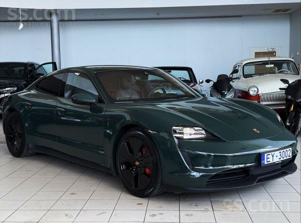 Green Porsche Taycan 2020 in Riga, with an engine capacity of 0.00 L and mileage of 77 thousand km for 69000 €, photo 1 on AUTOMOTO.COM.LV