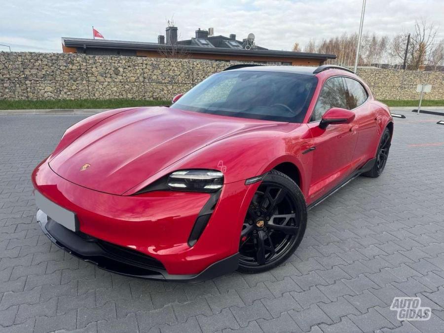 Red Porsche Taycan 2021 in Kaunas, with an engine capacity of 0.00 L and mileage of 56 thousand km for 58800 €, photo 1 on AUTOMOTO.COM.LV