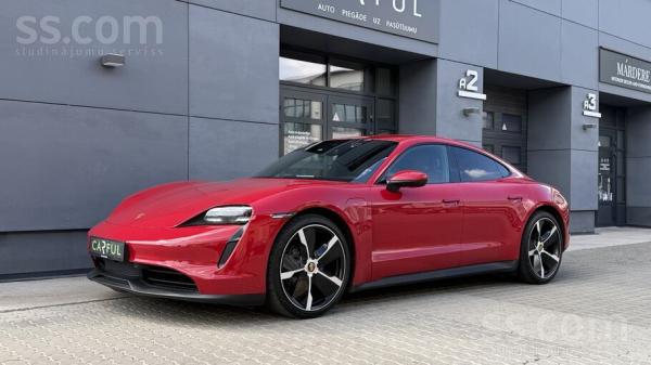 Red Porsche Taycan 2022 in Riga, with an engine capacity of 0.00 L and mileage of 92 thousand km for 59000 €, photo 2 on AUTOMOTO.COM.LV