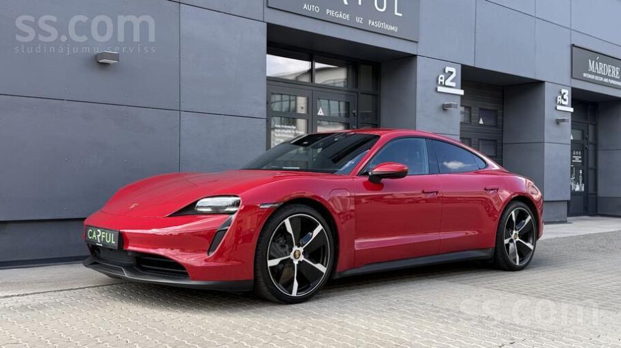 Sarkans Porsche Taycan 2022 Rīga, ar dzinēja tilpumu 0.00 L un nobraukumu 92 tūkst. km par 59000 €, foto 3 vietnē AUTOMOTO.COM.LV