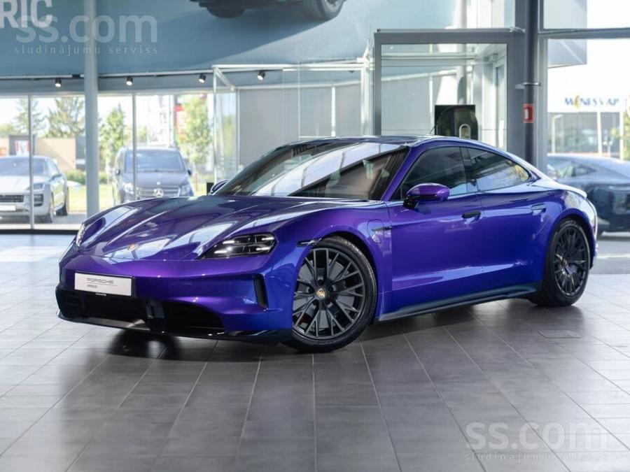Violet Porsche Taycan 2025 in Riga, with an engine capacity of 0.00 L and mileage of 300 thousand km for 138900 €, photo 1 on AUTOMOTO.COM.LV