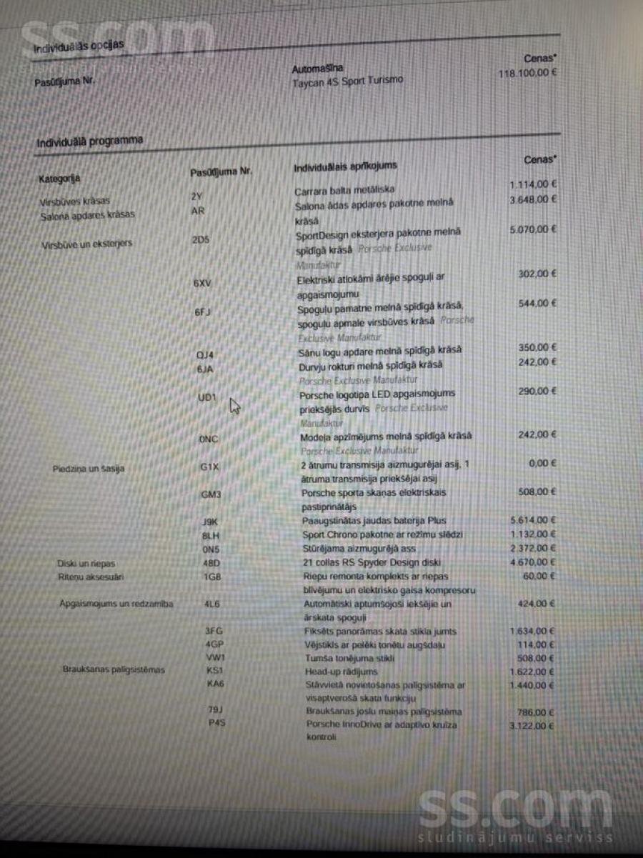 Balts Porsche Taycan 2023 Rīga, ar dzinēja tilpumu 0.00 L un nobraukumu 45 tūkst. km par 72900 €, foto 8 vietnē AUTOMOTO.COM.LV
