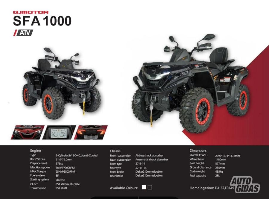 Черный Ку Джей SFA 1000 2025 в Вильнюс, объемом двигателя 1.00 л и пробегом 0 тыс. км за 9990 €, фото 3 на AUTOMOTO.COM.LV