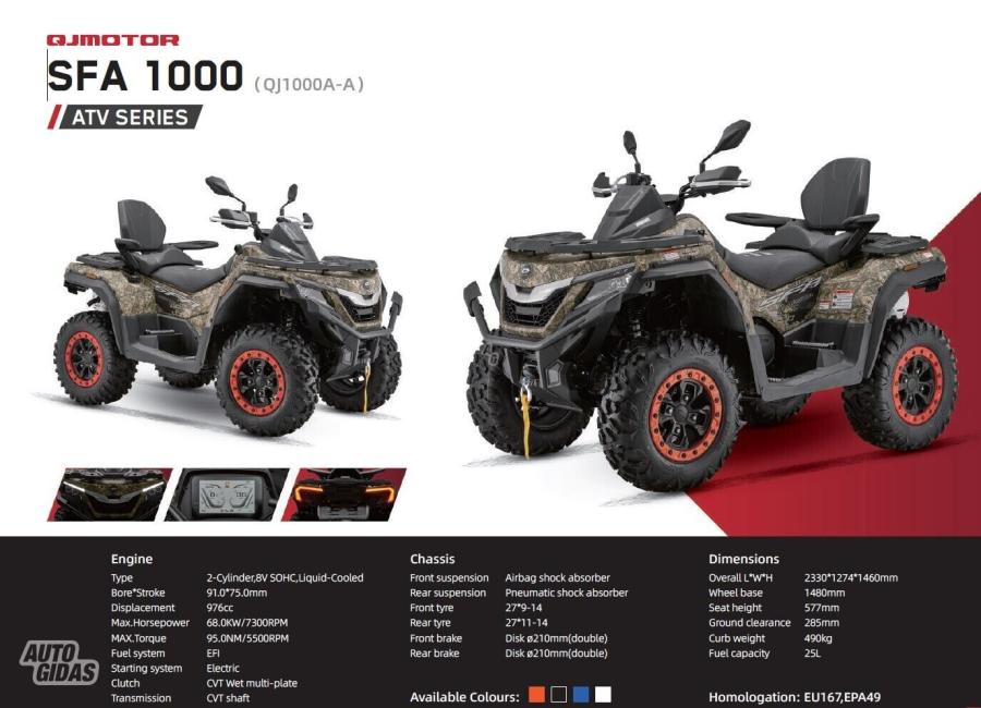 Black QJ Motor SFA 1000 2026 in Vilnius, with an engine capacity of 1.00 L and mileage of 0 thousand km for 9990 €, photo 5 on AUTOMOTO.COM.LV