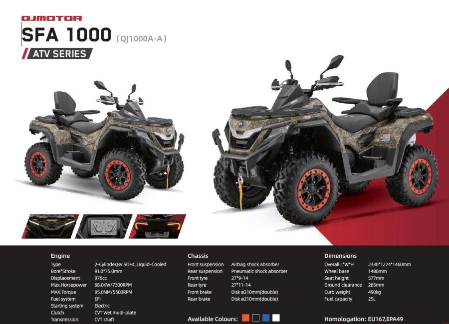 QJ Motor SFA 1000 2026 in Ignalina, with an engine capacity of 1.00 L and mileage of 0 thousand km for 9990 €, photo 6 on AUTOMOTO.COM.LV