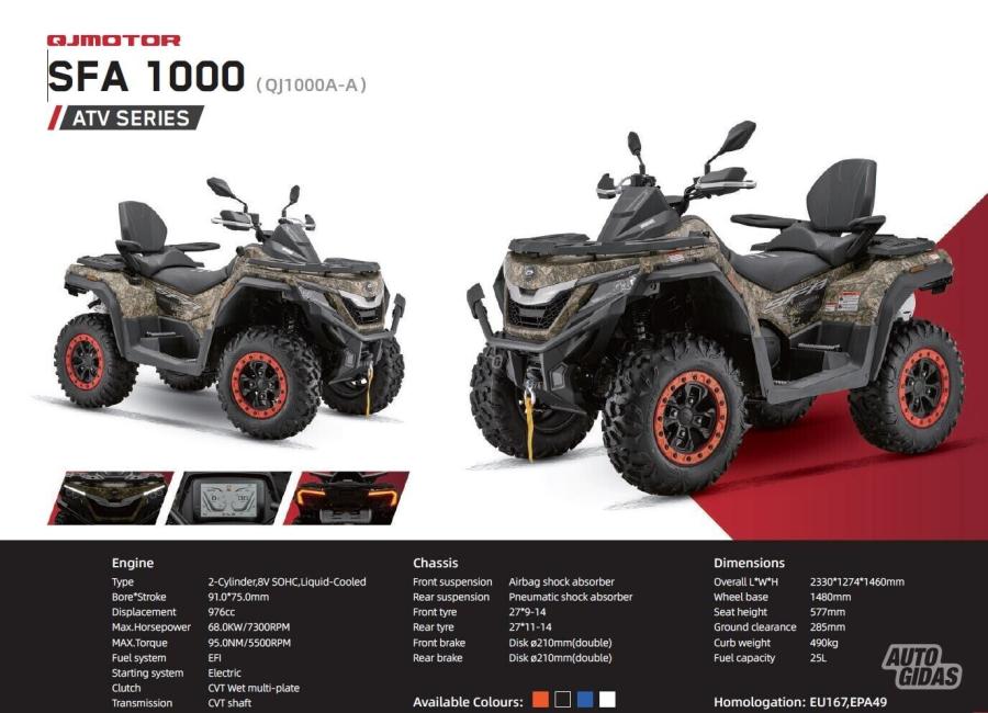 QJ Motor SFA 1000 2026 in Vilnius, with an engine capacity of 1.00 L and mileage of 0 thousand km for 9990 €, photo 4 on AUTOMOTO.COM.LV