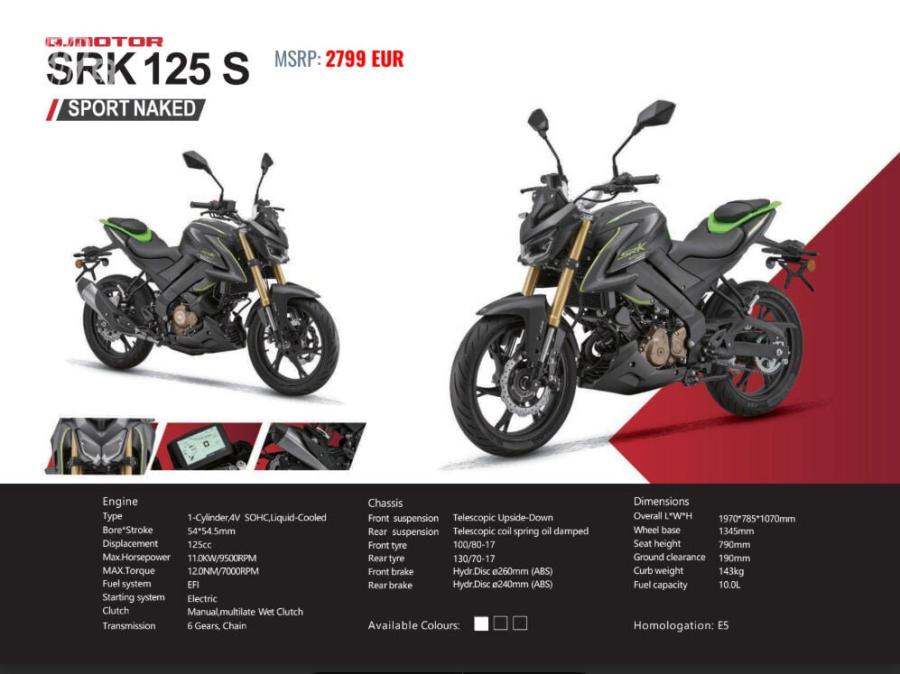 Ку Джей SRK 125S 2025 в Вильнюс, объемом двигателя 0.13 л и пробегом 0 тыс. км за 2849 €, фото 1 на AUTOMOTO.COM.LV