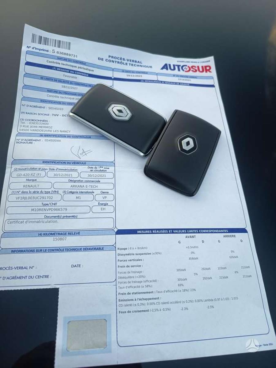 Black Renault Arkana 2021 in Taurage, with an engine capacity of 1.60 L and mileage of 164 thousand km for 13000 €, photo 28 on AUTOMOTO.COM.LV