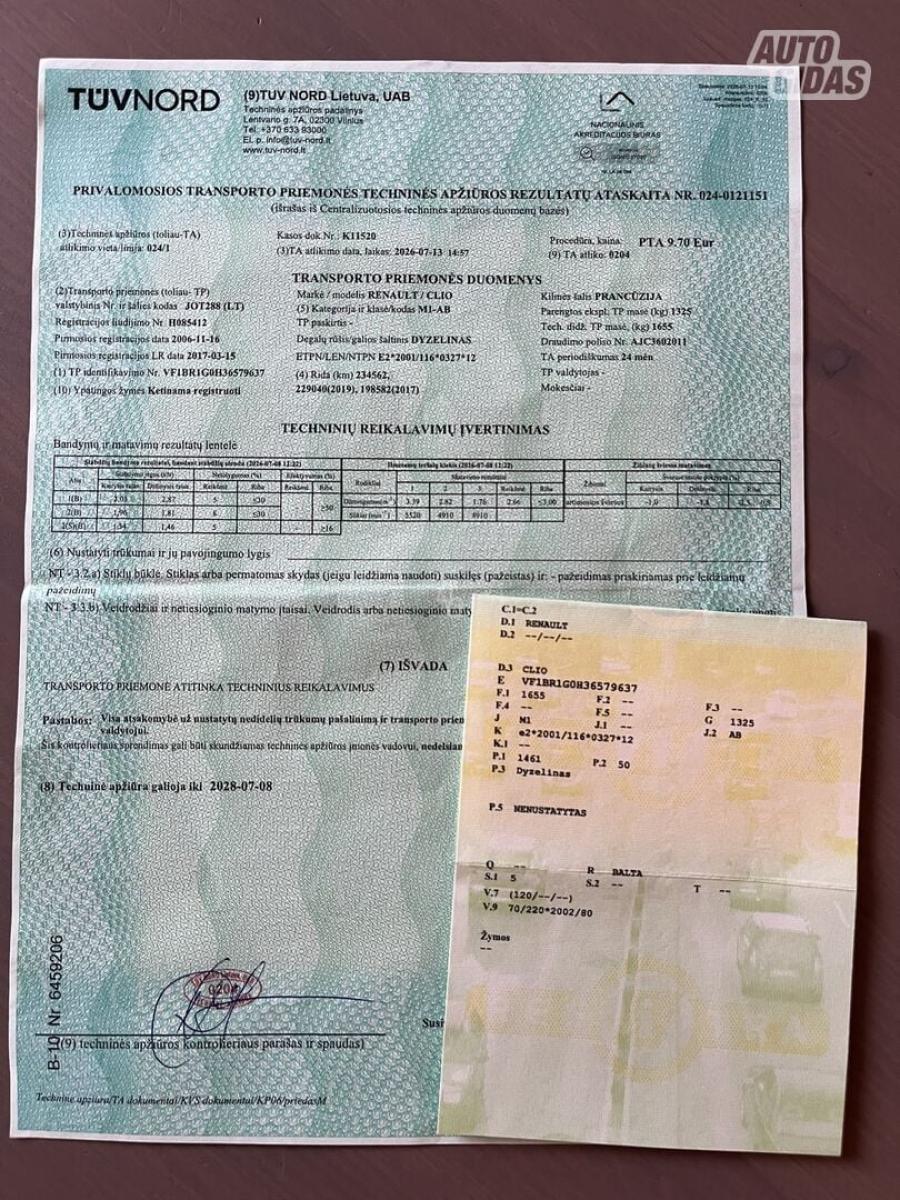 Balts Renault Clio 2006 Viļņa, ar dzinēja tilpumu 1.50 L un nobraukumu 240 tūkst. km par 1600 €, foto 20 vietnē AUTOMOTO.COM.LV