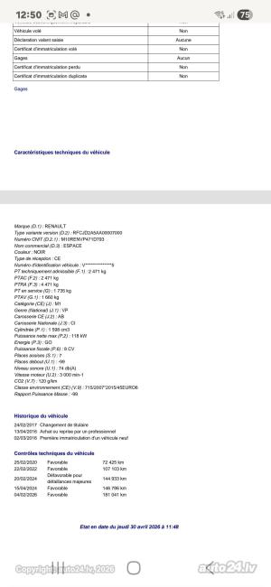 Melns Renault Espace 2016 Tallina, ar dzinēja tilpumu 1.60 L un nobraukumu 183 tūkst. km par 10990 €, foto 30 vietnē AUTOMOTO.COM.LV