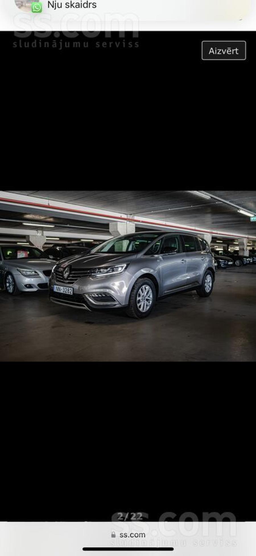 Pelēks Renault Espace 2017 Rīga, ar dzinēja tilpumu 1.60 L un nobraukumu 239 tūkst. km par 8800 €, foto 5 vietnē AUTOMOTO.COM.LV