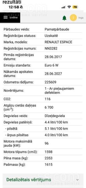 Pelēks Renault Espace 2017 Rīga, ar dzinēja tilpumu 1.60 L un nobraukumu 239 tūkst. km par 8800 €, foto 6 vietnē AUTOMOTO.COM.LV