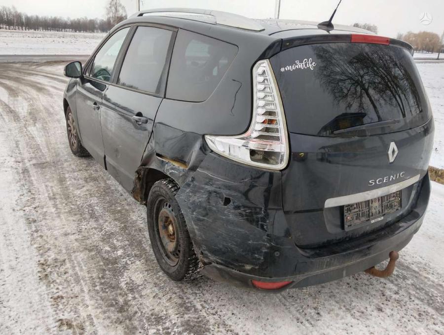 Black Renault Grand Scenic 2013 in Marijampole, with an engine capacity of 1.46 L and mileage of 276 thousand km for 2750 €, photo 13 on AUTOMOTO.COM.LV