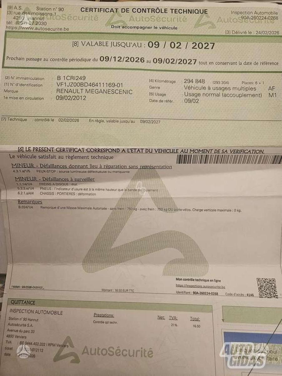 Коричневый Рено Гранд Сценик 2012 в Шяуляй, объемом двигателя 1.60 л и пробегом 296 тыс. км за 4050 €, фото 27 на AUTOMOTO.COM.LV