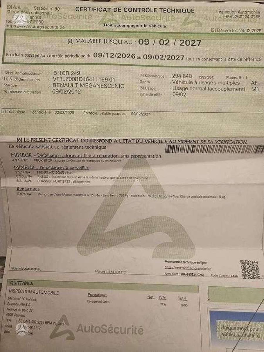 Brown Renault Grand Scenic 2012 in Siauliai, with an engine capacity of 1.60 L and mileage of 296 thousand km for 4050 €, photo 27 on AUTOMOTO.COM.LV