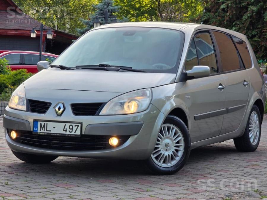 Grey Renault Grand Scenic 2007 in Riga, with an engine capacity of 1.90 L and mileage of 277 thousand km for 1450 €, photo 1 on AUTOMOTO.COM.LV