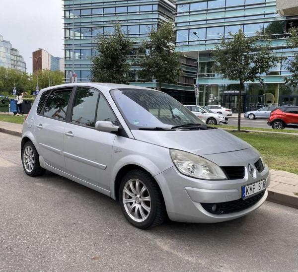 Grey Renault Grand Scenic 2008 in Vilnius, with an engine capacity of 1.60 L and mileage of 206 thousand km for 1450 €, photo 1 on AUTOMOTO.COM.LV
