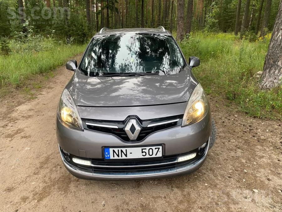 Grey Renault Grand Scenic 2013 in Riga, with an engine capacity of 1.50 L and mileage of 385 thousand km for 3500 €, photo 1 on AUTOMOTO.COM.LV