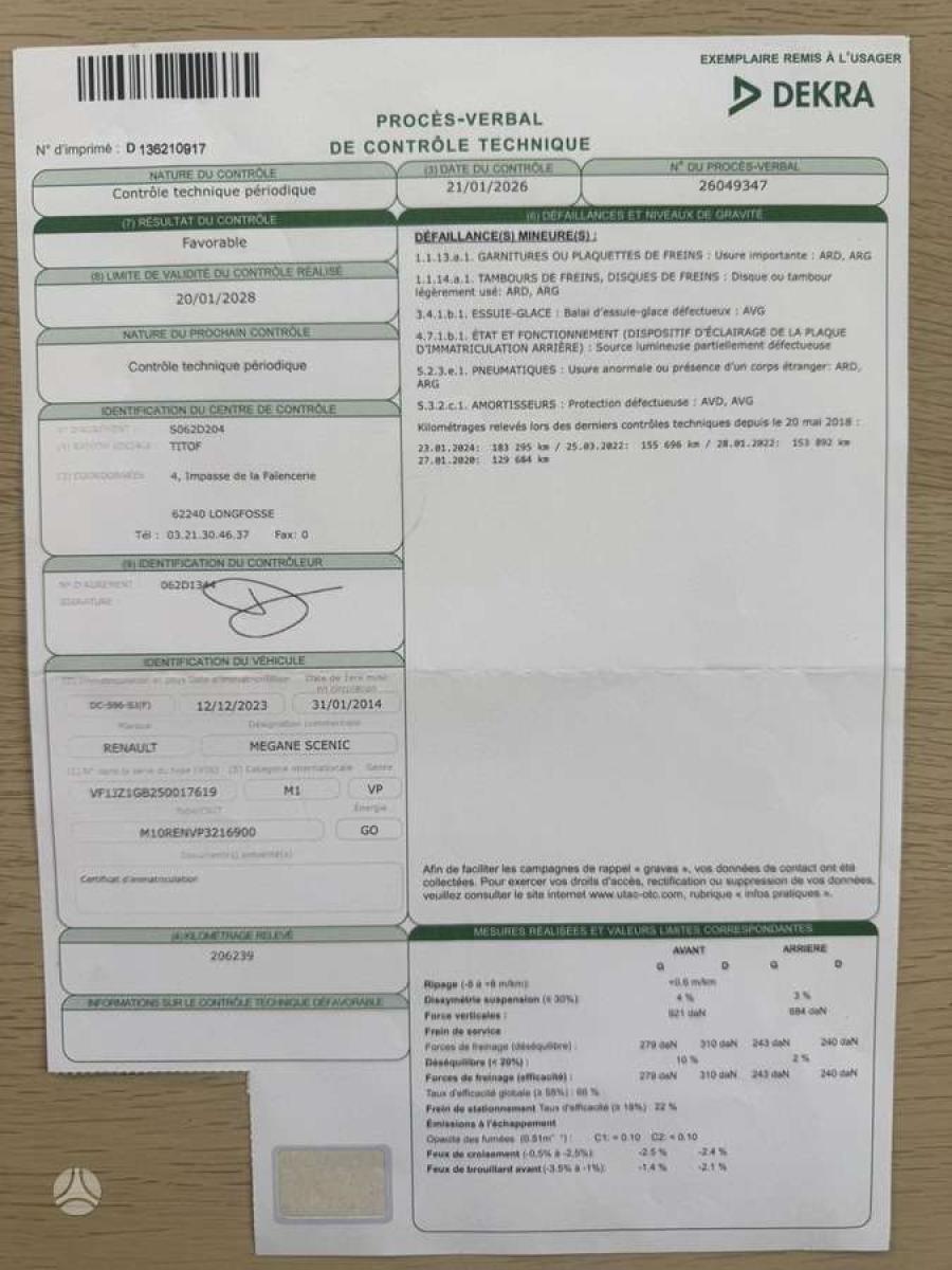 Pelēks Renault Grand Scenic 2014 Viļņa, ar dzinēja tilpumu 1.46 L un nobraukumu 209 tūkst. km par 5000 €, foto 16 vietnē AUTOMOTO.COM.LV