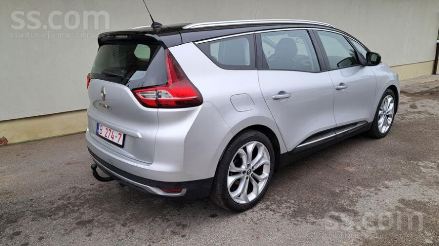 Grey Renault Grand Scenic 2018 in Ogre, with an engine capacity of 1.20 L and mileage of 205 thousand km for 8850 €, photo 5 on AUTOMOTO.COM.LV