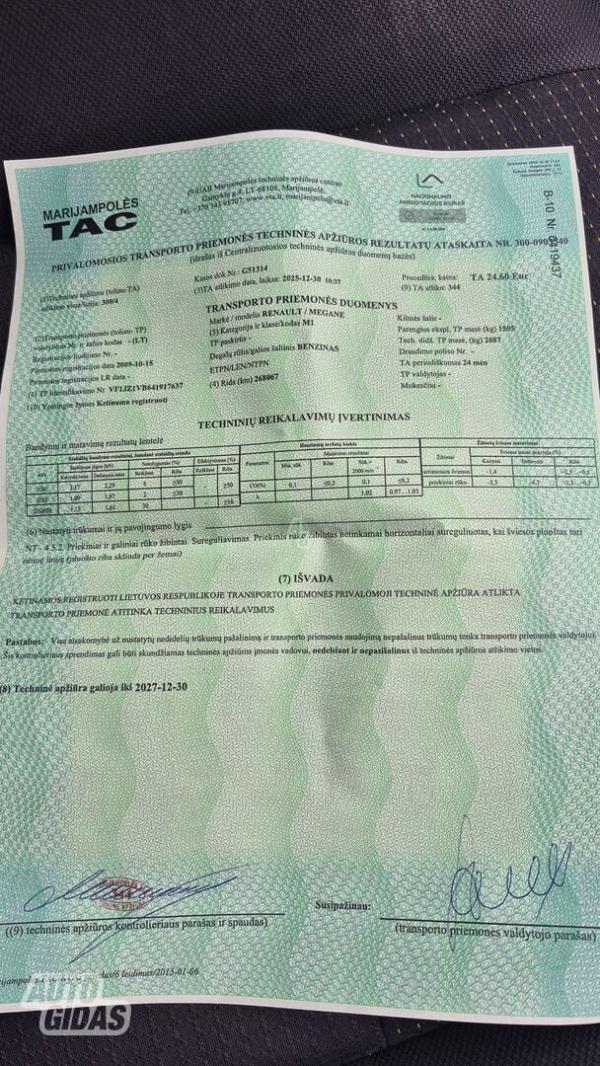 Рено Гранд Сценик 2009 в Мариямполе, объемом двигателя 1.40 л и пробегом 260 тыс. км за 1999 €, фото 8 на AUTOMOTO.COM.LV