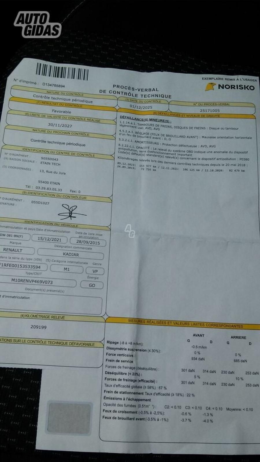 Red Renault Kadjar 2015 in Taurage, with an engine capacity of 1.50 L and mileage of 215 thousand km for 6950 €, photo 19 on AUTOMOTO.COM.LV