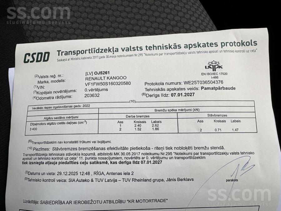 White Renault Kangoo 2018 in Riga, with an engine capacity of 1.50 L and mileage of 0 thousand km for 6500 €, photo 28 on AUTOMOTO.COM.LV