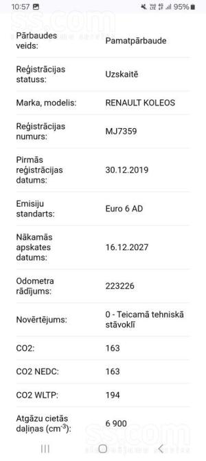 Brown Renault Koleos 2019 in Riga, with an engine capacity of 2.00 L and mileage of 236 thousand km for 10800 €, photo 14 on AUTOMOTO.COM.LV