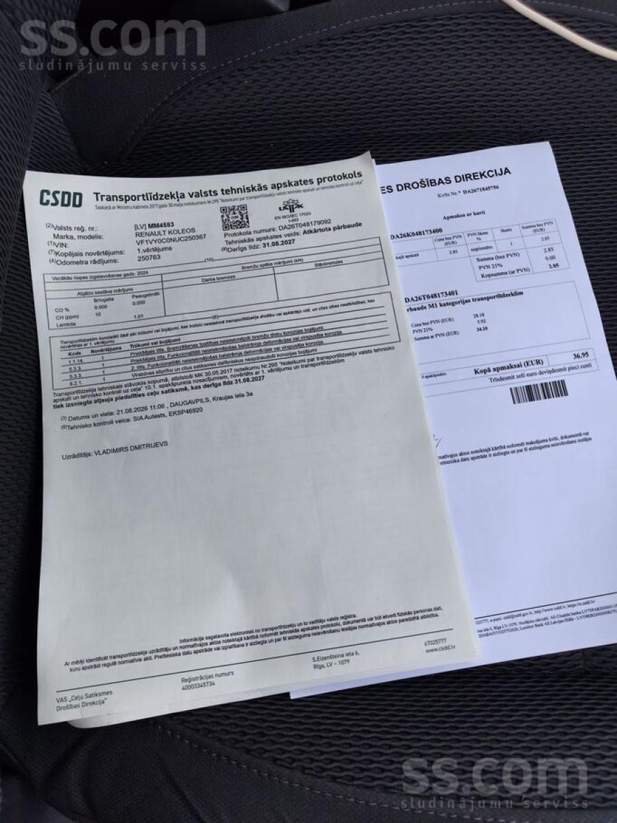 Pelēks Renault Koleos 2009 Daugavpils, ar dzinēja tilpumu 2.50 L un nobraukumu 251 tūkst. km par 3500 €, foto 8 vietnē AUTOMOTO.COM.LV
