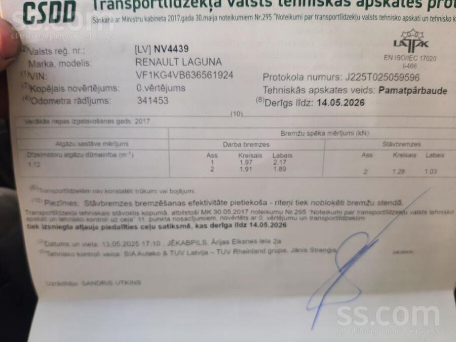 Черный Рено Лагуна 2006 в Екабпилс, объемом двигателя 1.90 л и пробегом 342 тыс. км за 1150 €, фото 6 на AUTOMOTO.COM.LV