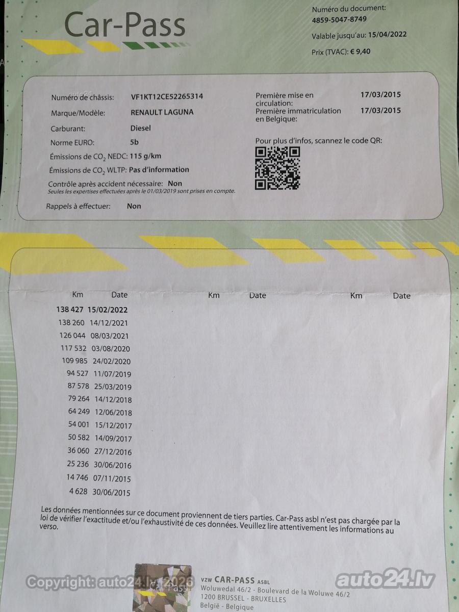 Grey Renault Laguna 2015 in Tallinn, with an engine capacity of 1.50 L and mileage of 198 thousand km for 7500 €, photo 3 on AUTOMOTO.COM.LV