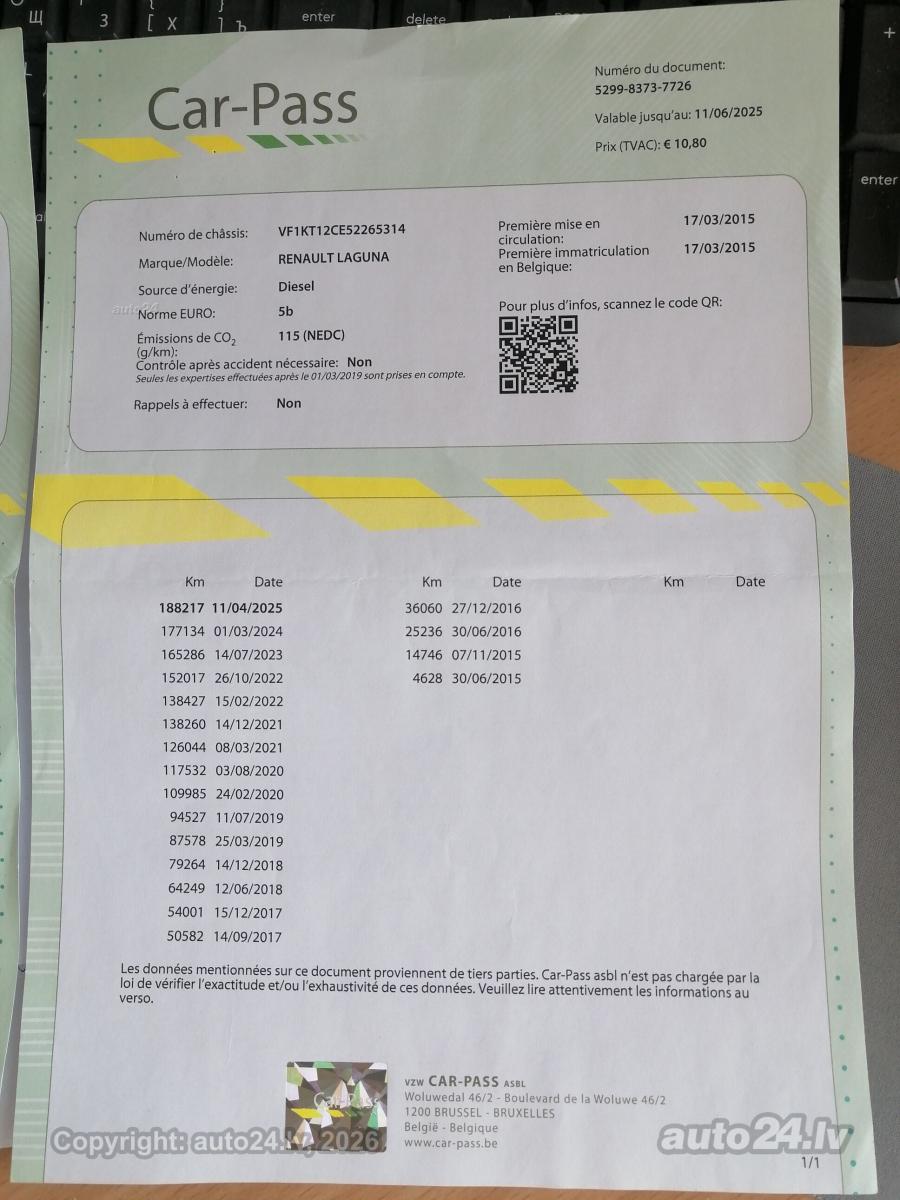 Grey Renault Laguna 2015 in Tallinn, with an engine capacity of 1.50 L and mileage of 198 thousand km for 7500 €, photo 4 on AUTOMOTO.COM.LV