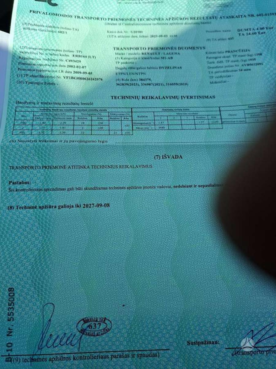 Balts Renault Laguna 2002 Joniškis, ar dzinēja tilpumu 1.87 L un nobraukumu 388 tūkst. km par 700 €, foto 16 vietnē AUTOMOTO.COM.LV