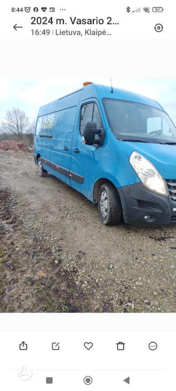 Blue Renault Master 2012 in Gargzdai, with an engine capacity of 2.30 L and mileage of 330 thousand km for 5500 €, photo 4 on AUTOMOTO.COM.LV