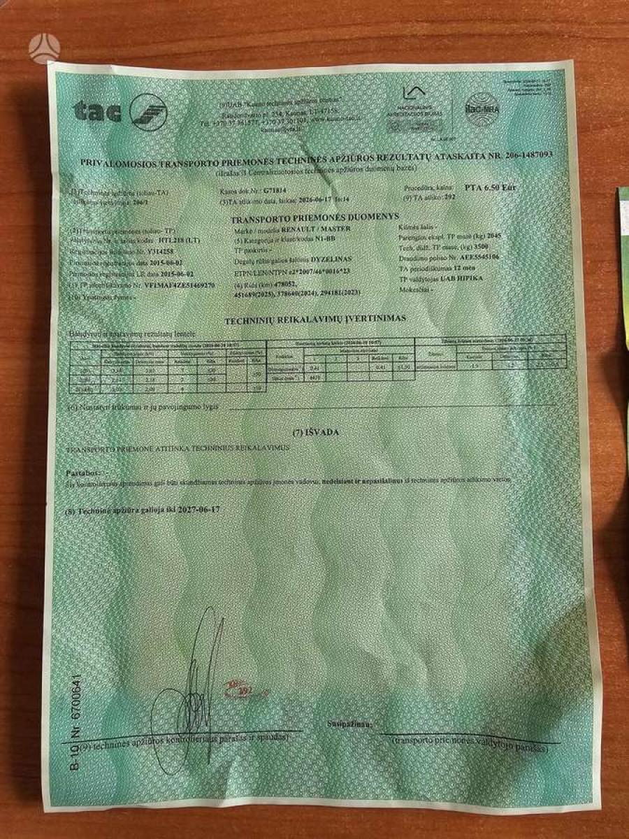 Белый Рено Мастер 2015 в Каунас, объемом двигателя 2.30 л и пробегом 450 тыс. км за 5800 €, фото 10 на AUTOMOTO.COM.LV