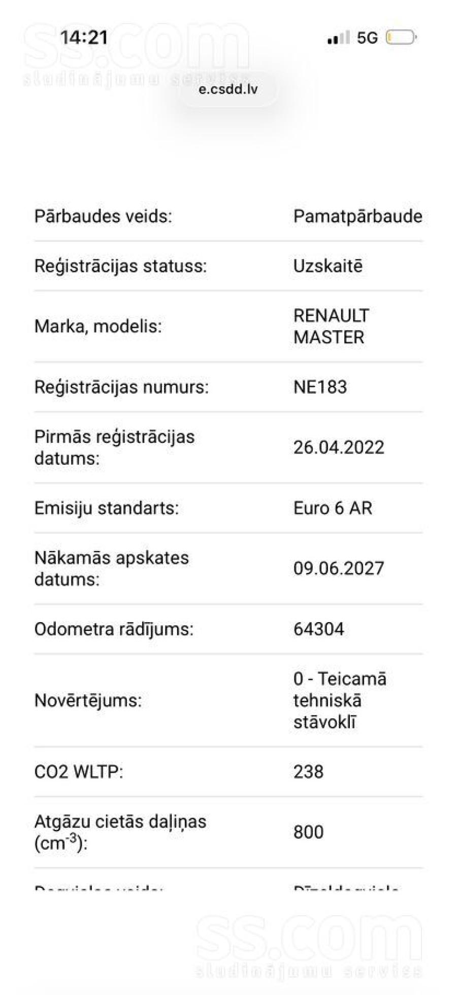 Balts Renault Master 2022 Bauska, ar dzinēja tilpumu 2.30 L un nobraukumu 60 tūkst. km par 25000 €, foto 11 vietnē AUTOMOTO.COM.LV