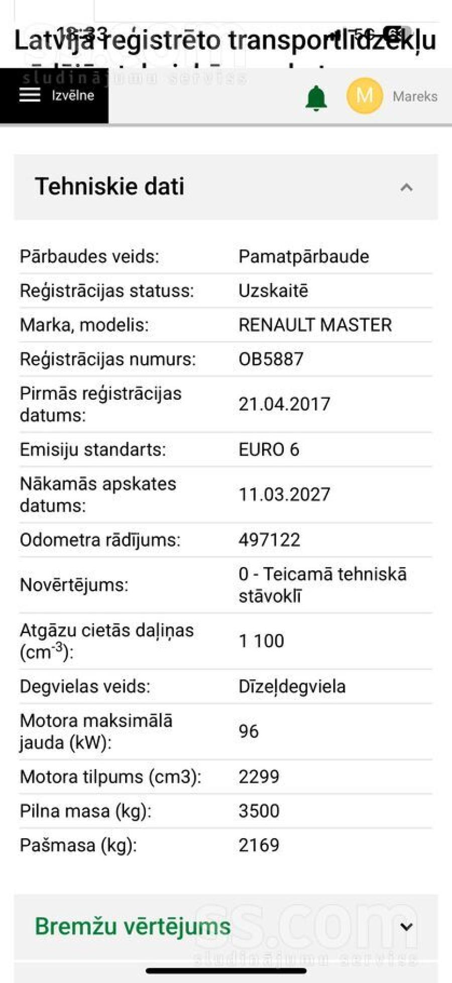 White Renault Master 2017 in Bauska, with an engine capacity of 2.30 L and mileage of 497 thousand km for 9000 €, photo 28 on AUTOMOTO.COM.LV