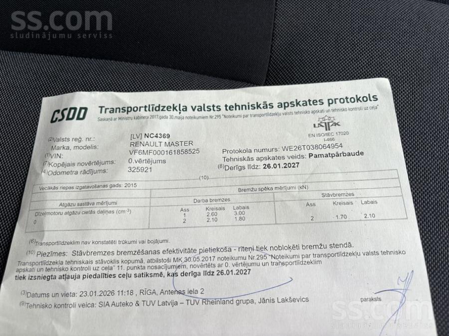 Белый Рено Мастер 2018 в Рига, объемом двигателя 2.30 л и пробегом 326 тыс. км за 8950 €, фото 17 на AUTOMOTO.COM.LV