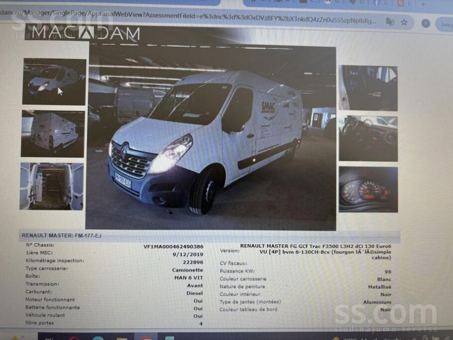White Renault Master 2019 in Riga, with an engine capacity of 2.30 L and mileage of 0 thousand km for 11000 €, photo 19 on AUTOMOTO.COM.LV